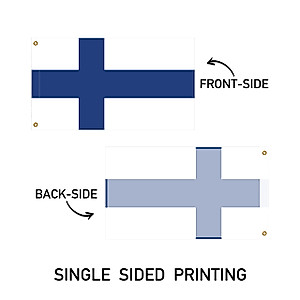 BannerBuzz Finland Flag Knitted Fabric 90 GSM - Lightweight, Bright & Vivid Colors, Brass Grommets Use for Indoor-Outdoor Purpose (9' W X 6' H)