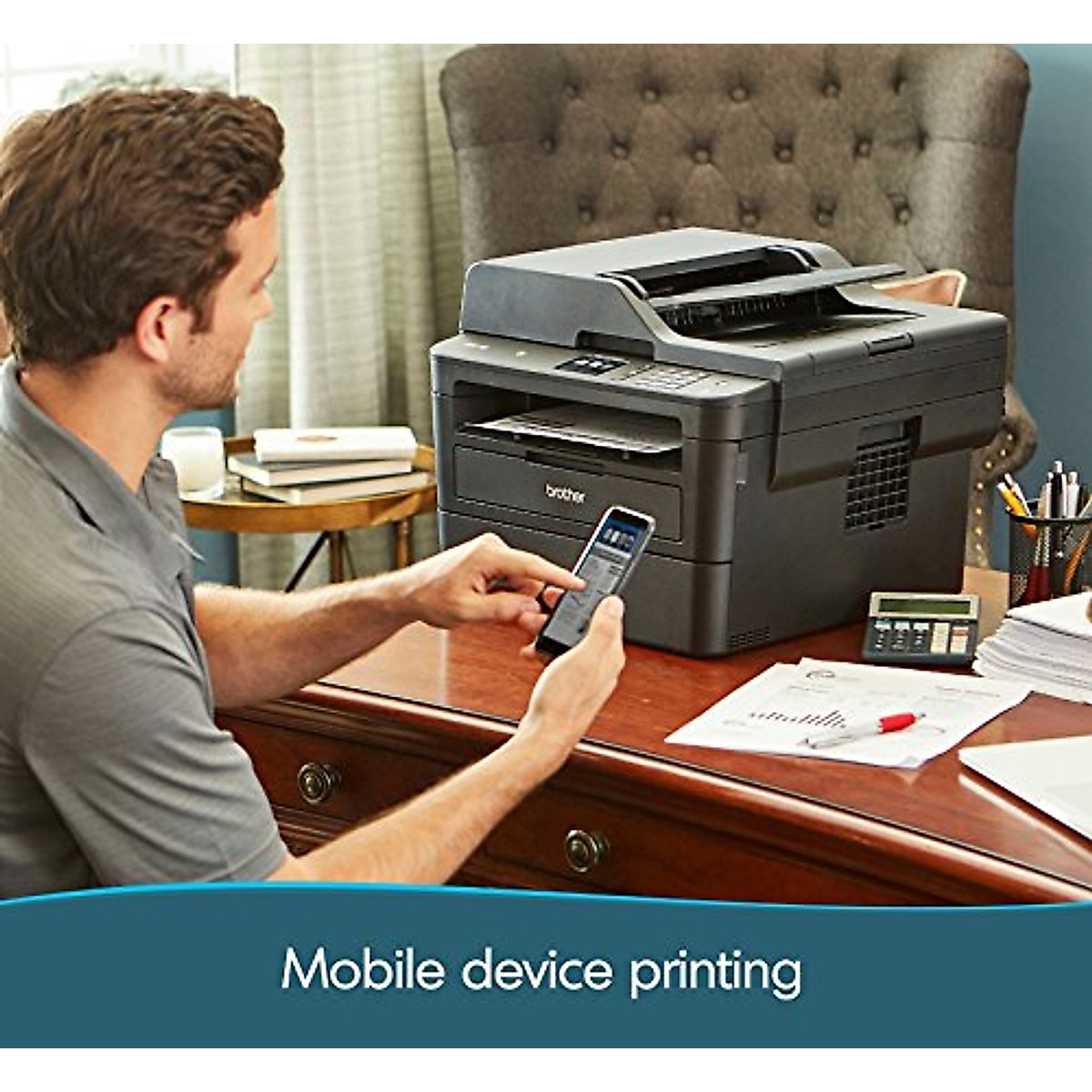 Brother MFC-L2750DWB All-in-One Wireless Monochrome Laser Printer for Office - 4-in-1 Print Copy Scan Fax - 2.7" Touchscreen LCD, Auto Duplex Printing, 36 ppm, 50-Sheet ADF, Tillsiy Printer Cable