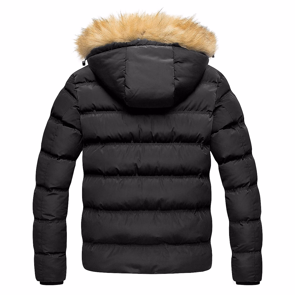 Pursky Puffer Jacket Men Heavyweight Hooded Waterproof Ski Windbreaker Thicken Winter Fur Coats Black L