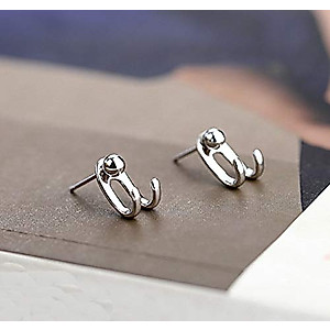 Stud Jacket Earrings 925 Sterling Silver Front Back Ear Cuffs Stud Earring for Women