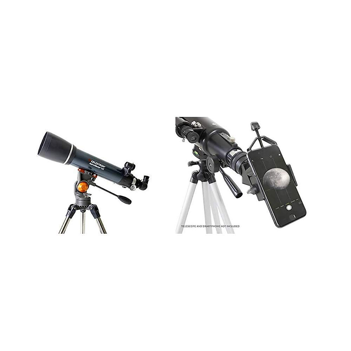Celestron 22065 Astro Master 102AZ Refractor Telescope, Blue and Basic Smartphone Adapter 1.25" Capture Your Discoveries, Black