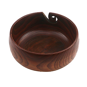 MY MIRONEY 6.69" Wooden Yarn Bowl,Yarn Storage Bowl with Carved Holes & Drills,Wood Yarn Holder for Crocheting and Knitting
