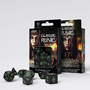 Q-Workshop Classic Runic Black & Green Dice Set (7)