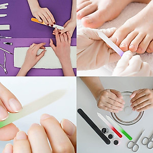 4 Pcs Crystal Glass Nail File Professional Manicure Fingernail Nails Files for Natural Nails Czech Glass Cuticle Care with Case for Women Glass Nail Files Set Filing Double Sided Glass Nail Files