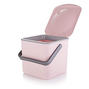 Minky Homecare Kitchen Compost Bin – Countertop Food Waste Caddy with Easy Wipe Clean Interior – Made in The UK - 3.5L (0.9 gal.) (Pastel Pink)