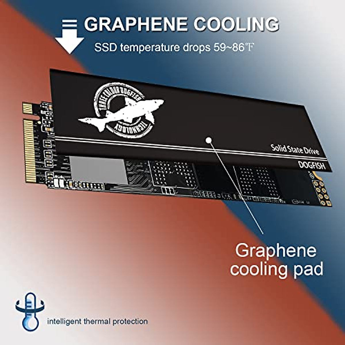 Dogfish 4TB M.2 NVMe SSD PCIe 4.0 Gen 4 with Graphene Thermal Pad,Works with PS5, Up to 7300 MB/s Internal Gaming SSD Solid State Drive High Performance Storage for Laptop PCs and Desktop I M.2 2280