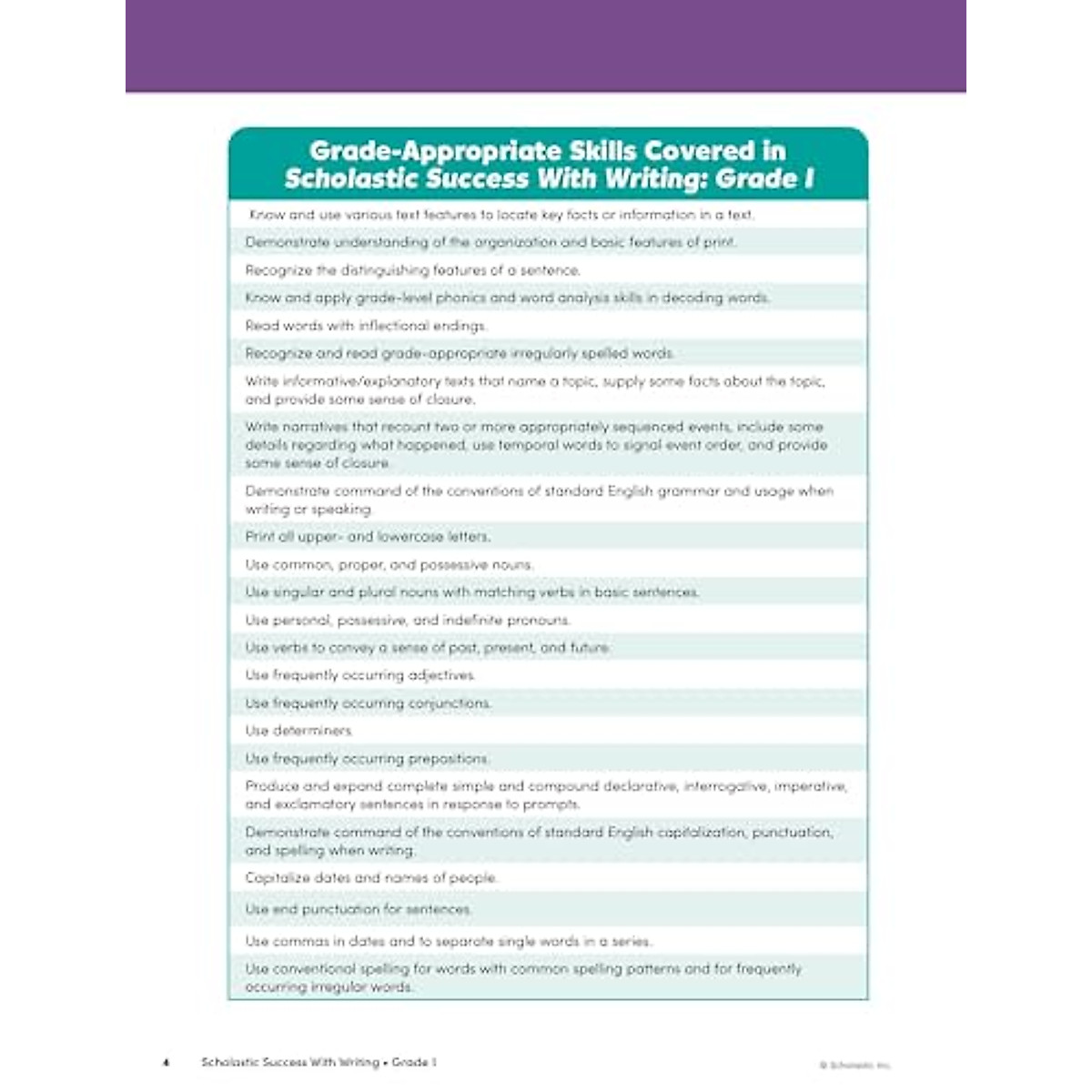 Scholastic Success with Writing Grade 1 Workbook