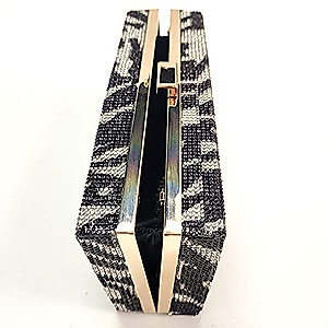 ZLM BAG US Leopard Print Clutch Purse for Women Diamond Crystal Evening Bag Metal Chain Party Cocktail Wedding Dinner Handbag