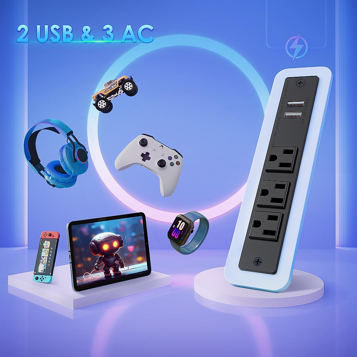 KKL Twin Bed Frames, Storage Headboard with Charging Station, RGB Light Strips, Solid and Stable, Noise Free, No Box Spring Needed, Easy Assembly, Rustic Brown