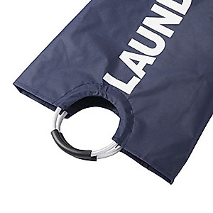 82L Large Thicken Laundry Basket Collapsible Fabric Laundry Hamper Foldable Heavy Duty Clothes Bag Portable Washing Bin Waterproof Cloth Hampers Storage with Durable Aluminum Handles (Dark Blue)