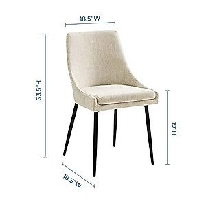 Modway Viscount Upholstered Fabric Dining Chairs - Set of 2, Black Beige