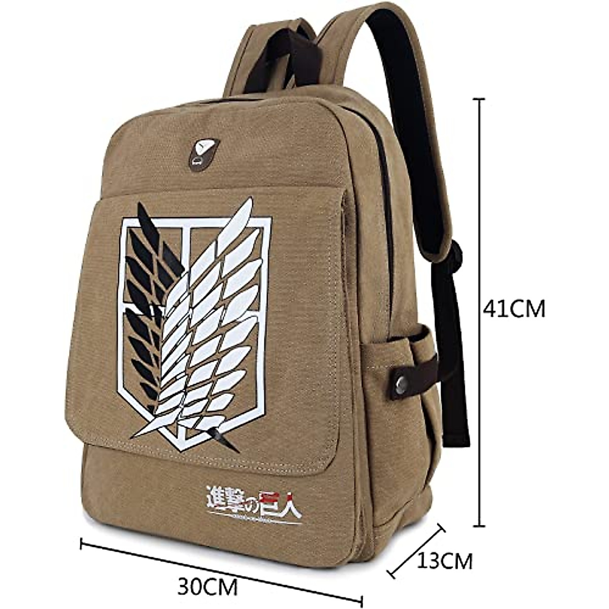 Soutrend AOT Anime Canvas Backpack Mens School Bag Khaki Bookbag Printed Backpack Daypack with Headphone Hole