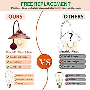 Goodeco Solar Barn Light - Waterproof Metal Solar Outdoor Lights with Clear Glass LED Edison Bulbs,No Wiring Required,House Warming Gifts, Perfect Wall Lights for Patio/Path/Porch (Red)