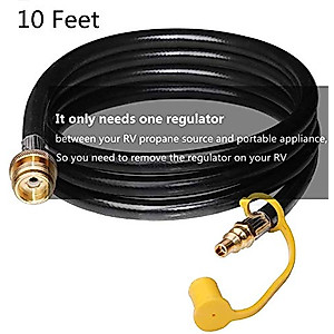 DOZYANT 10 Feet 1/4" Quick Connect RV Propane Hose Converter Replacement for 1 lb Throwaway Bottle Connects 1 LB Bulk Portable Appliance to RV 1/4" Female Quick Disconnect