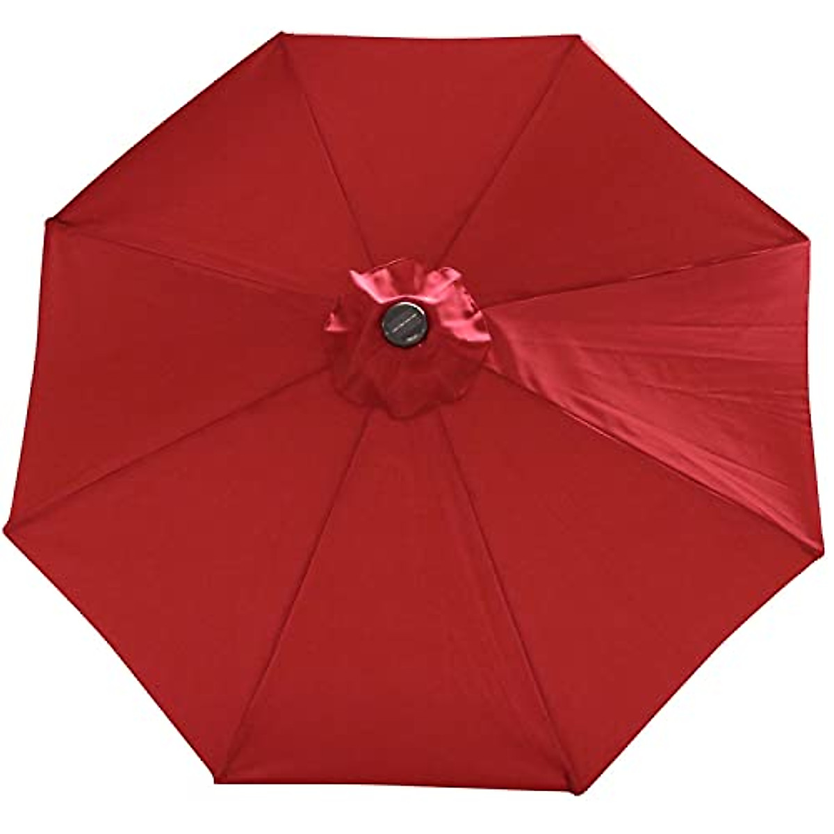 Sunnydaze 9-Foot Outdoor Patio Market Umbrella with Solar LED Lights, Crank and Push Button Tilt - Backyard, Garden, Pool and Deck Shade - Aluminum Pole and Polyester Canopy - Red