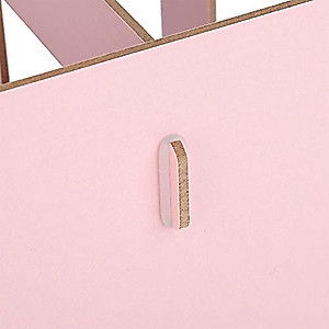 Desktop Bookshelf Wooden DIY Desk Organizer Multi-Slots Bookshelf Rack Organizers, Eco-Friendly Books DVD Storage Magazine Holder Literature Display Rack for School or Office(Pink)