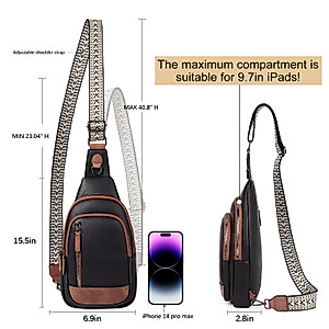 CLUCI Sling Bag for Women Leather Cross body Bag Large Sling Backpack Chest Bag Daypack for Travel Hiking