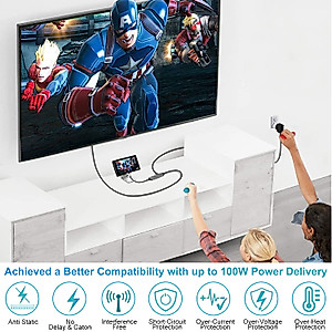 USB C Hub to HDMI Adapter, Sharllen 8 in 1 USB C Multiport Docking Station Connector with 4K HDMI, 3 USB 3.0 Ports, SD/TF Card Reader 100W PD Charging Compatible MacBook Pro/ Air ,Type C Devices