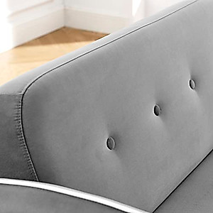 HomSof Adjsutable Backrest and Lumbar Pillows for Apartment Office Living Room Modern 55.5" Pull Out Sleep Bed 2 Seater Loveseats Sofa Couch with Side Pockets, Style C, Grey