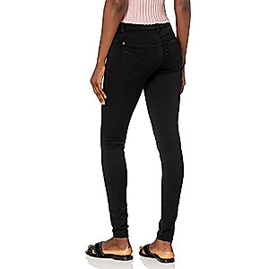 WallFlower Women's Ultra Skinny Mid-Rise Insta Soft Juniors Jeans (Standard and Plus), Black, 13