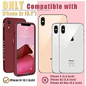 Teageo iPhone Xr Case 6.1" for Women & Girls, Luxury Love Heart, Soft Anti-Scratch Camera Protective, Silicone Shockproof Cover - Burgundy