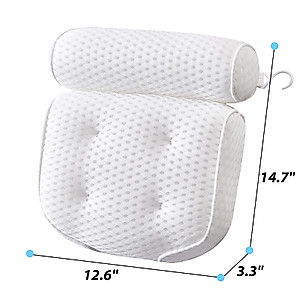 AEROiVi Bathtub Pillow Headrest Bath Pillows for Tub Neck and Back Support with Non Slip Suction Cups Spa Bath Cushion Relaxing Bathroom Accessories