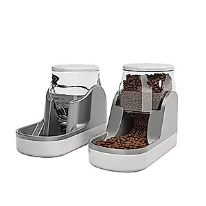 Self-Dispensing Pet Feeder and Water Dispenser - Premium Quality Durable Automatic Self-Dispensing Gravity 1 Gallon Pet Feeder and 3.8 Liters Pet Waterer ( Size : Water Feeder Gray )