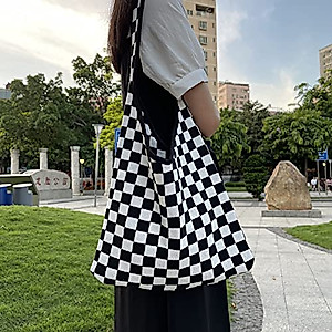 Hobo bag for women contrast color large capacity tote bag shoulder bag women's trendy knitted bag