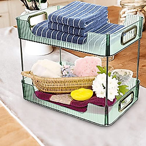 Cabilock Bathroom Organizer Countertop Vanity Organizer 2-Tier Bathroom Dresser Countertop Organizer 2-Tier Cosmetic Shelf Toiletry Organizer Green Bathroom Organizer Countertop Vanity Organizer