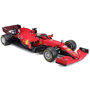 HTLNUZD 1:43 Bburago 2021 SF21 F1#16 Charles Leclerc 1/43 Static Simulation Diecast Alloy F1 Formula Collectible Toy Car Model (Hardcover SF21#16)