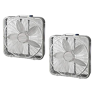 Lasko 20" Preimum Steel Box Fan w/3 Speed Settings and Easy Carry Handle, 2 Pack