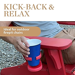Southern Homewares Adirondack Chair Cup Holder Attachment, Durable Poly Lumber, Adjustable, Ideal for Your Polywood Outdoor Furniture, Red