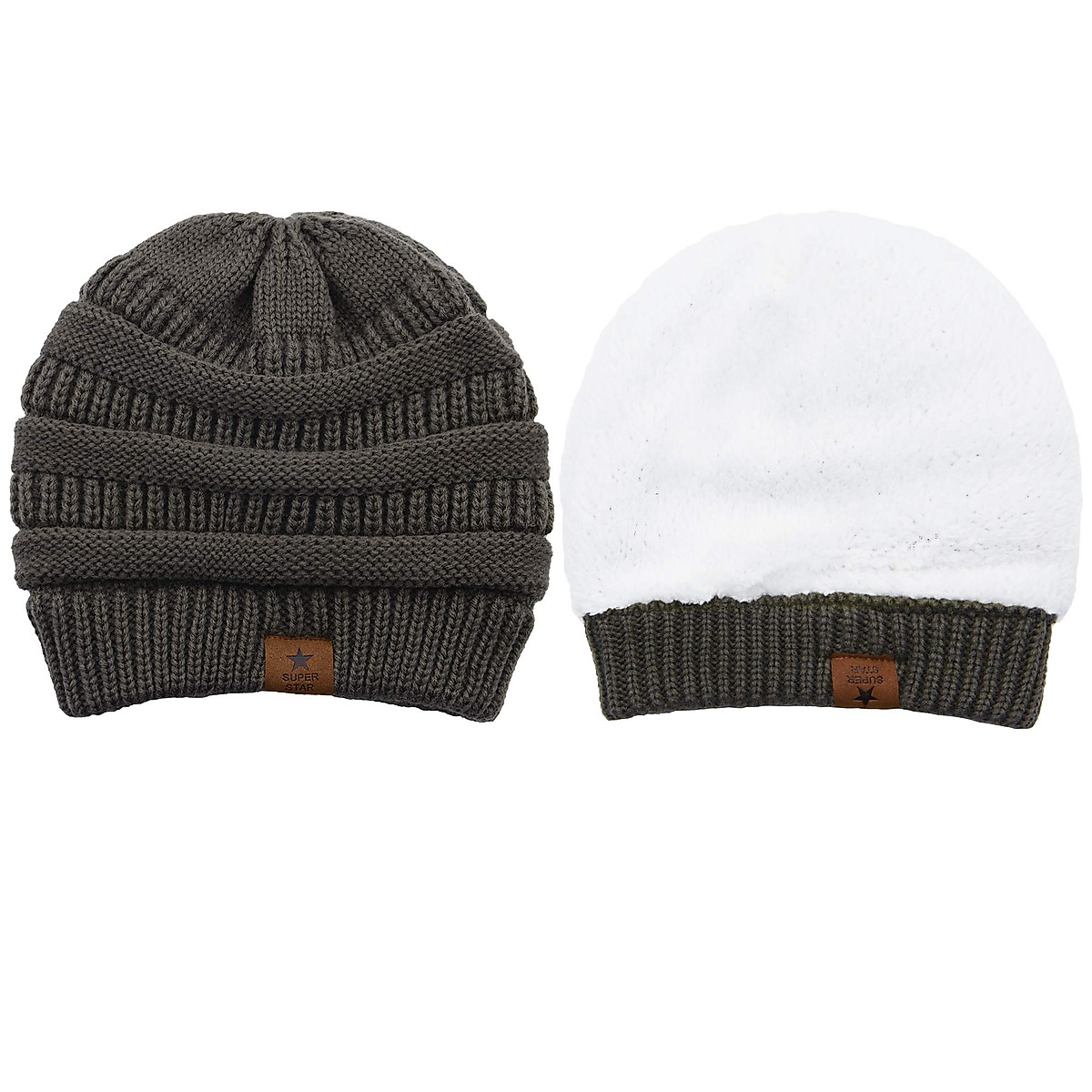 Durio Womens Beanie Knit Beanie Hat for Women Fleece Lined Thick Black Beanie Winter Beanies D Black