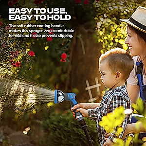 VYRL Garden Hose Nozzle with 10 Adjustable Spray Patterns, High Pressure Hand Sprayer with thumb Control anti slip design Garden hose sprayer, Best for Watering Plants, Lawns, Washing Cars & Pets