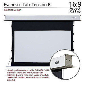 Elite Screens Evanesce Tab-Tension B, 120-inch Diagonal 16:9, 4K / 8K HD Ready, Recessed in-Ceiling Electric Tab Tensioned Projector Screen, Matte White Projection Screen Surface, ETB120HW2-E8