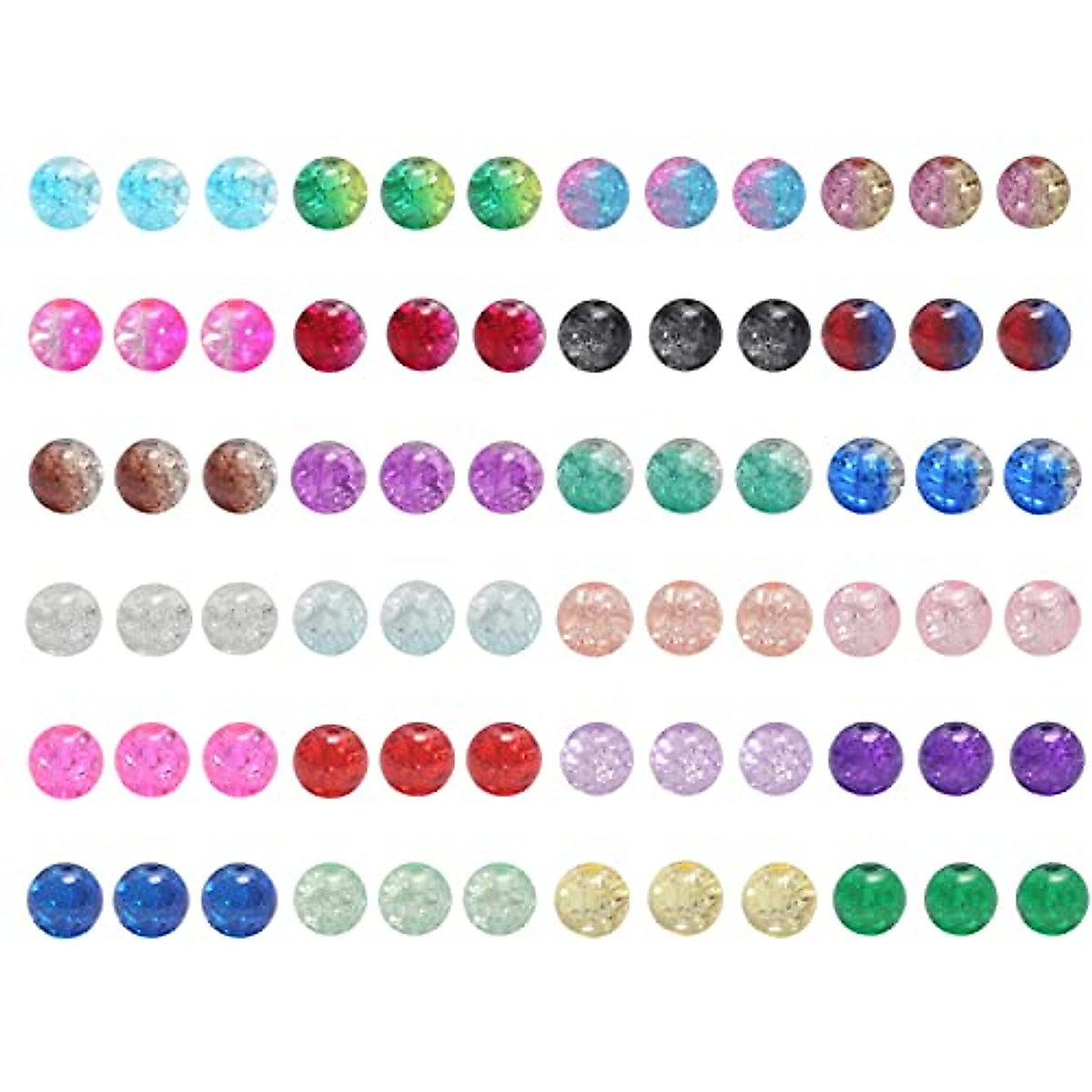 Pamir Tong 720PCS 8mm Crackle Glass Round Beads Bulk, Imitative Jade Beads, Lampwork Beads for Jewelry Making Earring, Necklaces, and DIY Crafts (8mm Crackle Mixed)