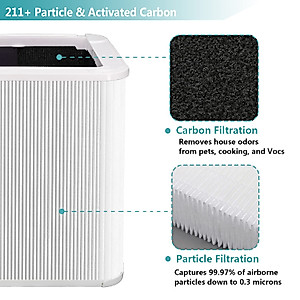 Replacement Filter Compatible with Blueair Blue Pure 211+ Air Purifier, Foldable Particle and Activated Carbon Filter, Allergen and Odor Removal