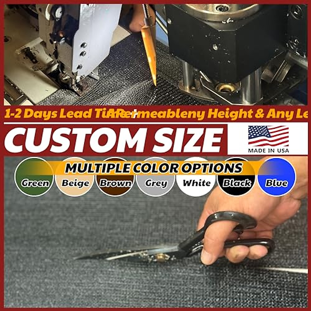 Amgo 6' x 50' Black Fence Privacy Screen, Commercial Standard Heavy Duty Windscreen with Bindings & Grommets, 90% Blockage, Cable Zip Ties Included (We Make Custom Size)