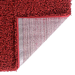 Rugs.com - Über Cozy Solid Shag Collection Rug – 5' x 8' Cherry Red Shag Rug Perfect for Bedrooms, Dining Rooms, Living Rooms, 5 x 8 Feet