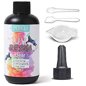 UV Resin Kit Clear Crystal for Jewelry Making 200g, Hard Type UV Epoxy Resin Glues Craft Kit for Molds with Starter Tool Kit by Puduo