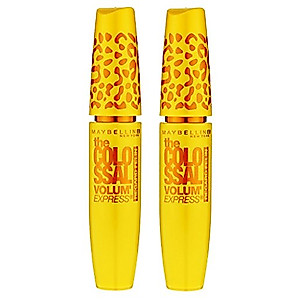 Maybelline New York Volum' Express The Colossal Cat Eyes Washable Mascara Makeup, Glam Black, 2 Count, Washable Glam Black