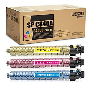 821256 821257 821258 Toner Cartridge Set - DOPHEN SP C840 Compatible Toner Cartridge Replacement for Ricoh Aficio SP C840DN Lanier SP C840DN Savin SP C840DN Printer,3-Pack (1C/1M/1Y)