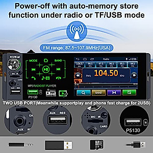 Single Din Touchscreen Car Stereo, Single Din Car Stereo with Bluetooth, Single Din Radio with Backup Camera, Bluetooth Car Radio Support Hands-Free Call/FM/AUX/USB/TF/Mic/Fast Charging/7 Color