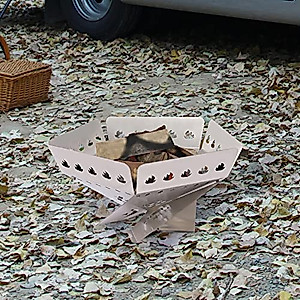 Lineslife Portable Collapsible Fire Pit for Camping, Stainless Steel Assemblable Firepits for Outside Wood Burning for Backyard, Patio, Garden