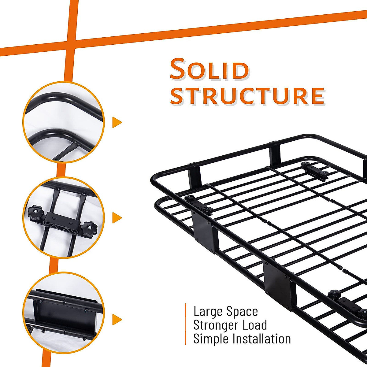 Polar Aurora 64" Universal Roof Rack Cargo Carrier Adjustable Car Top Luggage Basket Holder with Net and Dust Cover