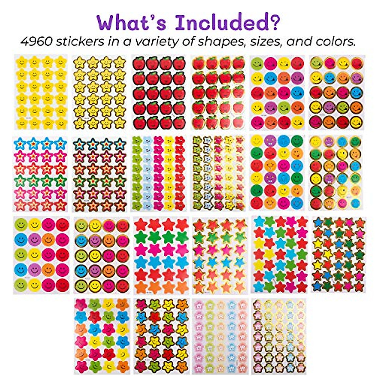 PURPLE LADYBUG Teacher Stickers for Students with 4960 Reward Stickers for Kids - Classroom Supplies for Teachers Elementary, Preschool Must Haves & School Essentials - with Small Gold Star Stickers