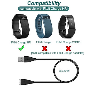 Kissmart Charger for Fitbit Charge HR, Replacement Charging Cable Cord for Fitbit Charge HR (30cm/1ft)