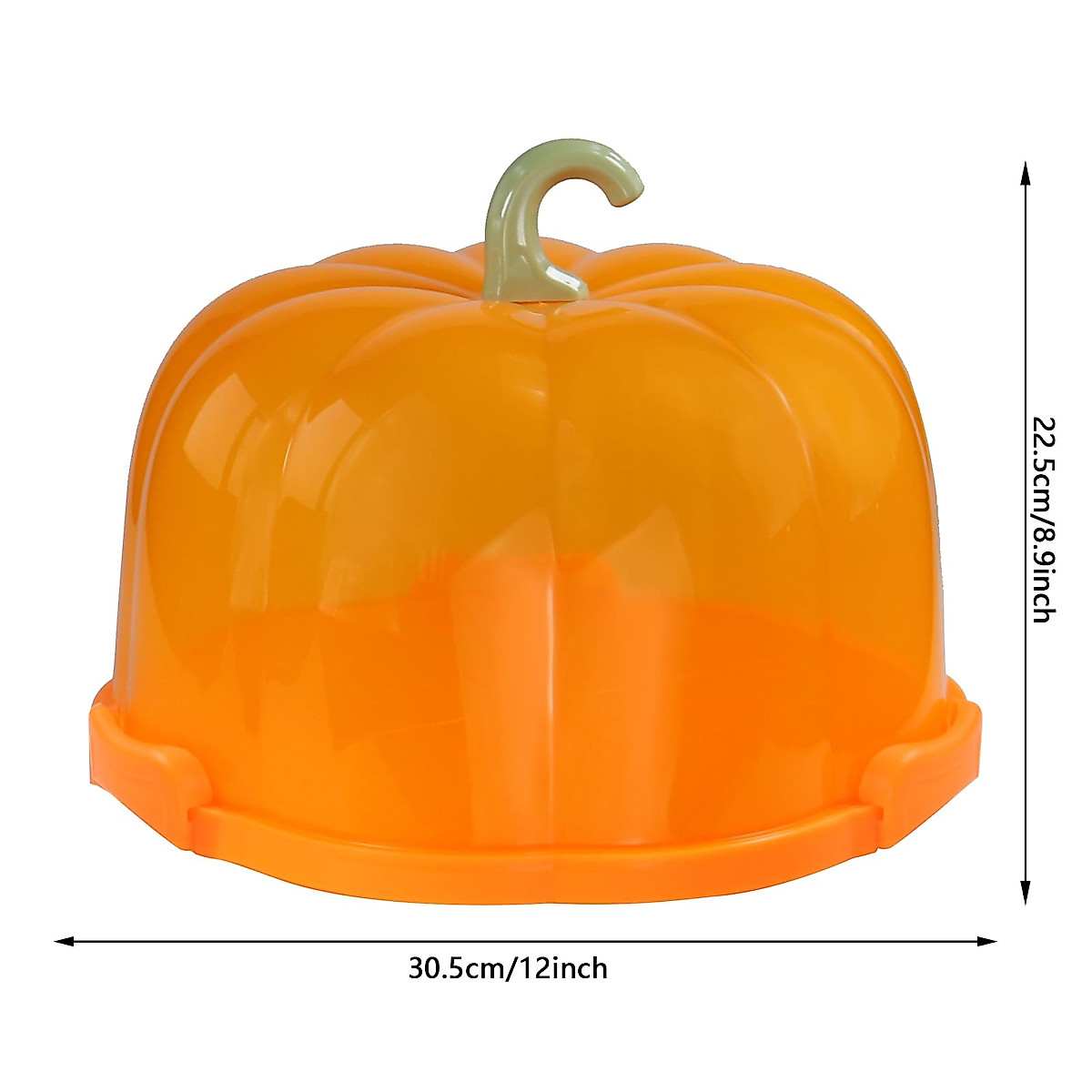 DIIRPPR 10 Inch Pumpkin Style Cake Carrier Keeper Stand with Handles and Lids Container for Transport Cake Holder Tray with Cover Round Cupcake Storage Kitchen Cooking Box ，Suitable for Halloween