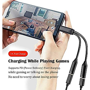 Mxcudu USB C Splitter, 2 in 1 USB C to USB C Headphone Adapter&PD Fast Charger USB C Earphone Dongle Compatible with Samsung Galaxy S23/S22/S21/S21FE/S20FE, Google Pixel 7/7Pro/6/6Pro/5, iPad Pro