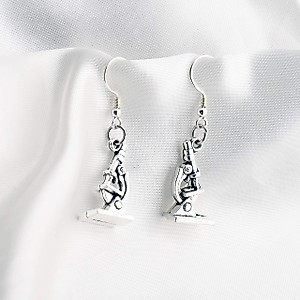 Microscope Dangle Earrings DNA Double Earrings Scientist Gifts Biology Chemistry Teacher Gift Science Nerd Jewelry Gifts (Microscope Earrings)